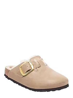 BIRKENSTOCK Boston Big Buckle Shearling Clogs - Tobacco