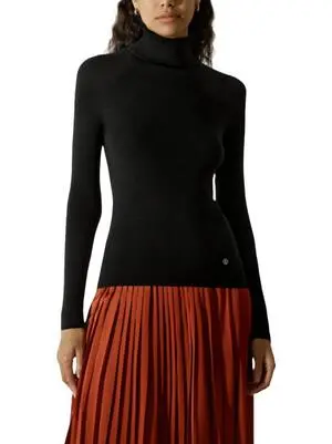 Lilysilk Seamless Silk-cashmere Blend Turtleneck Sweater - Black