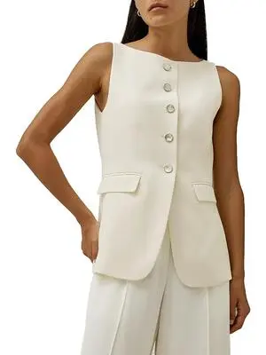 Lilysilk Sleeveless Button Up Vest - Lily White