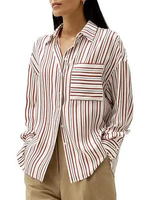 Lilysilk Oversized Striped Silk-twill Shirt - Munich Stripe