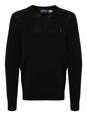 Ralph Lauren Rws Wool Sweater With Logo - Black