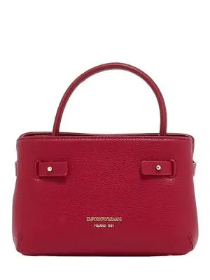 Emporio Armani Pebbled Leather Top Handle Bag - Red