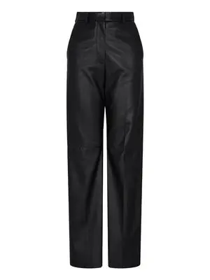 FORTE_FORTE Flared Leather Trousers - Black