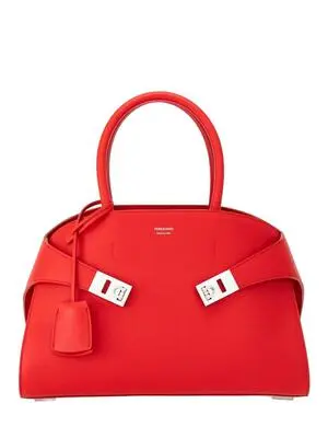 FERRAGAMO Hug Small Leather Tote Bag Red