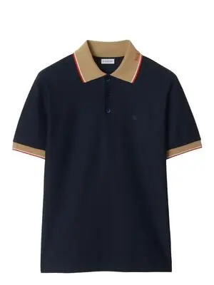Burberry Short Sleeves Polo With Logo - Blue