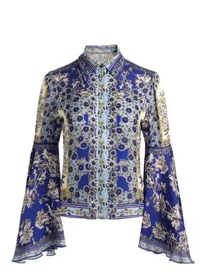Alice + Olivia Willa Printed Blouse - Purple