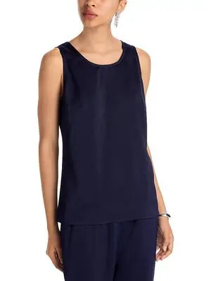 Misook Crepe De Chine Tank Top - Lazuli Blue