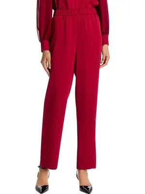Misook Crepe De Chine Pants - Scarlet Red