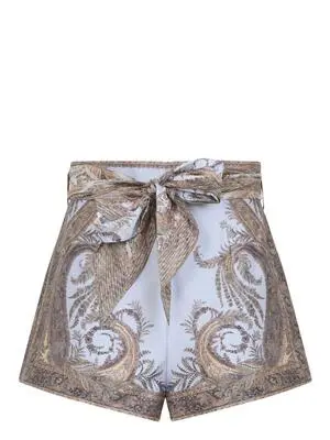 Zimmermann Silk And Cotton Printed Shorts - Purple