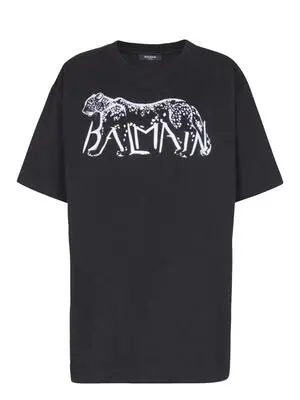 Balmain Leopard Print T-shirt - Black