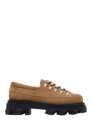 GANNI Suede Derbie Shoes - Brown