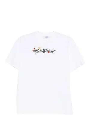 Off White Bookish Flowers Cotton T-shirt - White