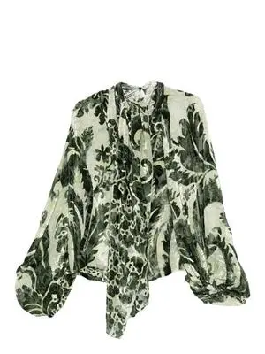 F.R.S FOR RESTLESS SLEEPERS Printed Silk Blouse - Green