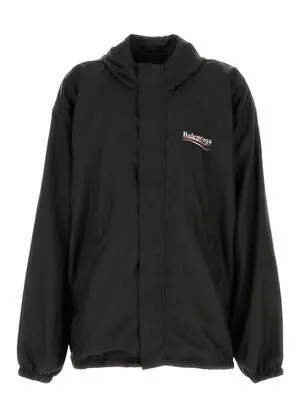 Balenciaga Waterproof Jacket With Logo - Black