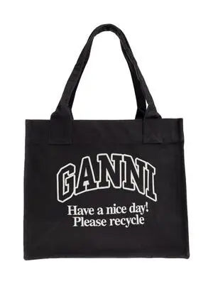 GANNI Recycled Cotton Large Tote Bag - Grey