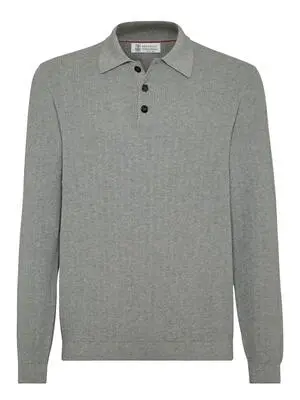 Brunello Cucinelli Cotton Knitted Polo - Grey