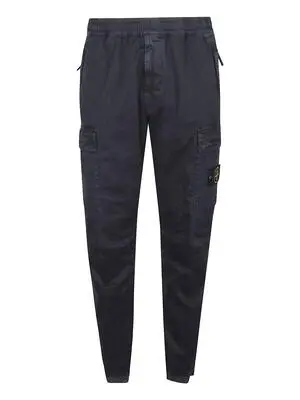 Stone Island Cotton Trousers With Logo - Blue