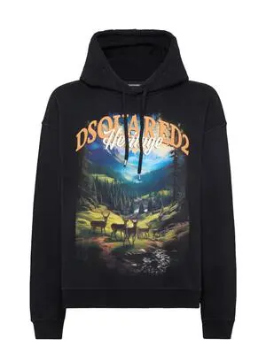 Dsquared2 Hoodie In Cotton - Black