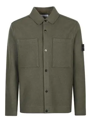 Stone Island Overshirt With Logo - Green