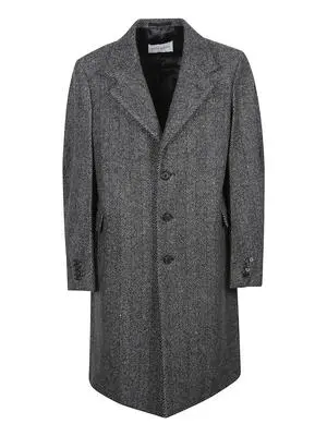 Givenchy Herringbone Wool-blend Coat - Black