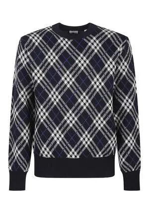 Burberry Checked Knitted Crewneck Jumper - Multi