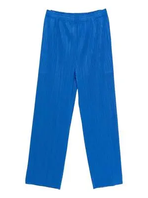 Issey Miyake Pleated Straight Trousers Blue