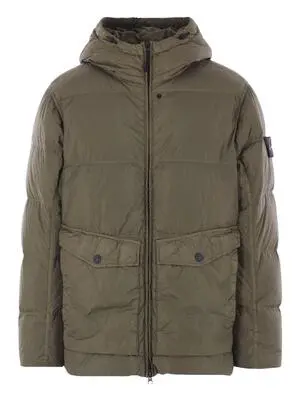 Stone Island Hooded Down Jacket - Green