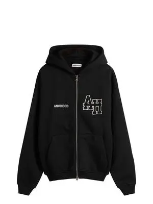ANNIE HOOD College Zip Hoodie - Black/black