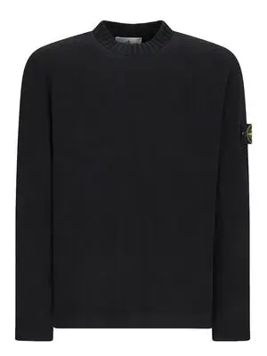 Stone Island Ribbed Crew Neck Sweater - Black