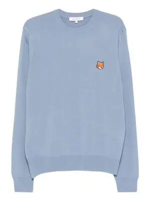 Maison Kitsuné Fox Head Wool Crewneck Jumper Sky Blue
