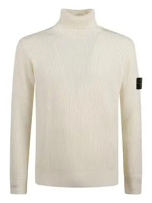Stone Island Wool Turtleneck Sweater - White