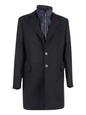 FAY Buttoned Wool Coat - Blue