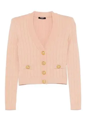 Balmain Buttoned V-neck Cardigan - Pink