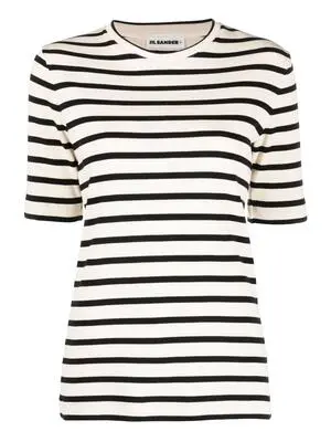JIL SANDER Striped Cotton T-shirt - White