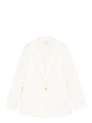 FORTE_FORTE Cotton Single-breasted Blazer Jacket - White