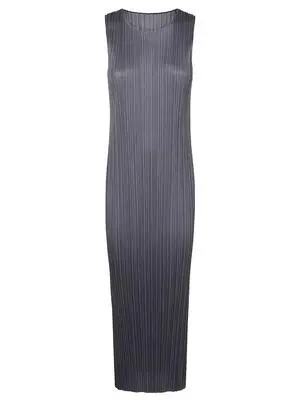 Issey Miyake Pleated Long Dress - Grey