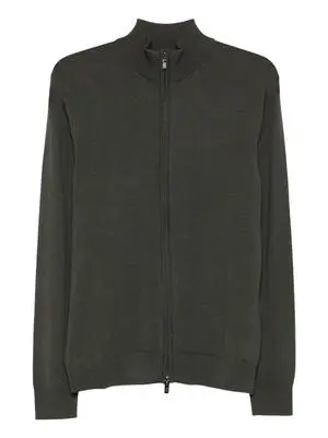 Emporio Armani Wool Zipped Cardigan - Green