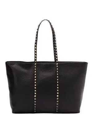 Valentino Garavani Rockstud Leather Medium Tote - Black