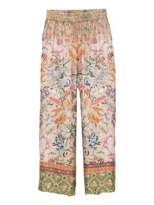 Alberto Biani Printed Silk Trousers - Beige