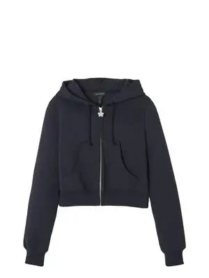 GOLDEN GOOSE Cotton Cropped Hoodie - Black