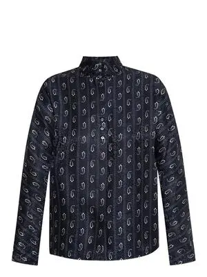 Tory Burch Jacquard Silk Shirt Blue