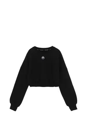 MARINE SERRE Moon Cropped Sweatshirt - Black