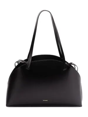 JIL SANDER Curve Medium Leather Shoulder Bag - Black