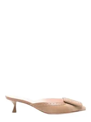 ROGER VIVIER Viv In The City Leather Mules - Beige