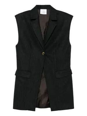 LE SULLY STUDIO Lina Pinstriped Wool-blend Waistcoat - Grey