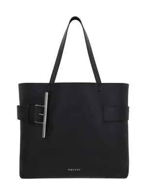 Alexander McQueen T-bar Leather Tote Bag - Black