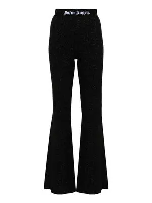 Palm Angels Logo Lurex Flared Trousers - Black