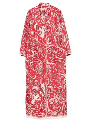 F.R.S FOR RESTLESS SLEEPERS Printed Silk Shirt Dress - Red