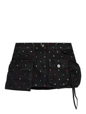 Attico Fay Denim Mini Skirt - Black