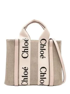 Chloé Woody Small Canvas Tote Pink